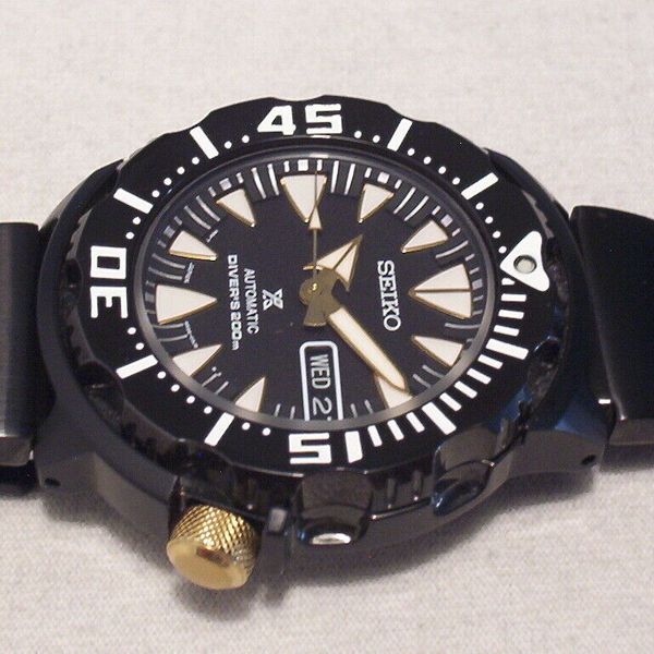 SEIKO PROSPEX BLACK MONSTER DIVER SRP583 AUTOMATIC, 200M/660FT, DAY ...