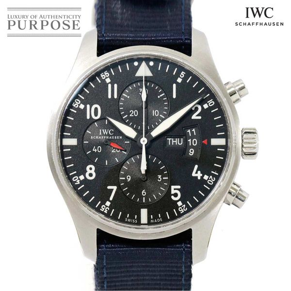 IWC Pilot Chronograph IW377701 Men's Watch Day-Date Black Dial ...