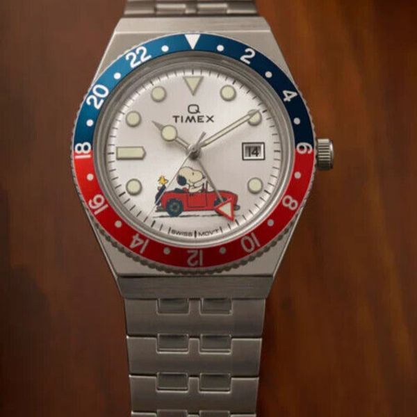 Authentic TIMEX X Peanuts Red Car Snoopy Q Timex GMT 38MM TW2W83300 ...