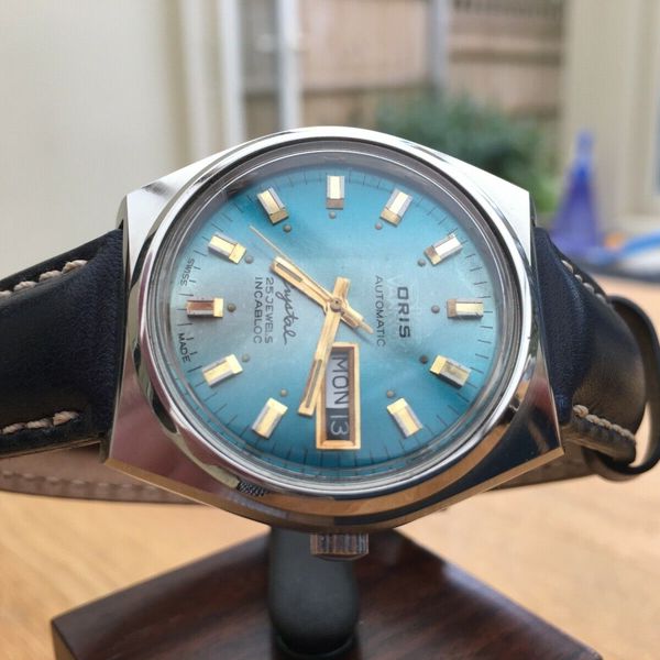 ORIS Crystal automatic watch with a gorgeous turquoise blue dial ...