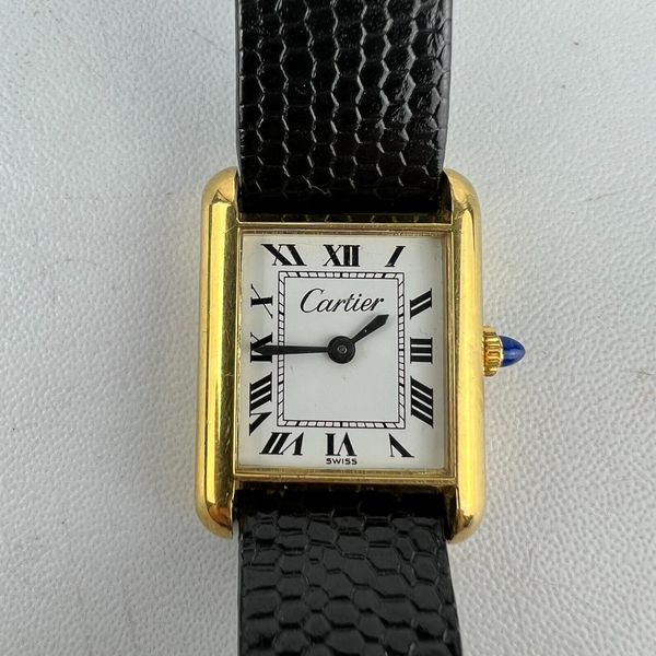 NEEDS REPAIR Vintage 1970s Cartier Tank 18K Gold Electroplated Swiss ...