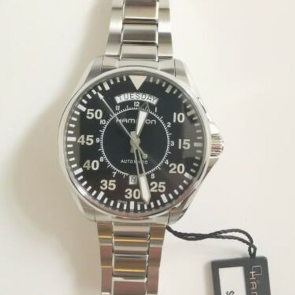 Hamilton KHAKI PILOT AUTOMATIC BLACK DIAL H64615135.FIELD MECHANICAL WATCHES | WatchCharts