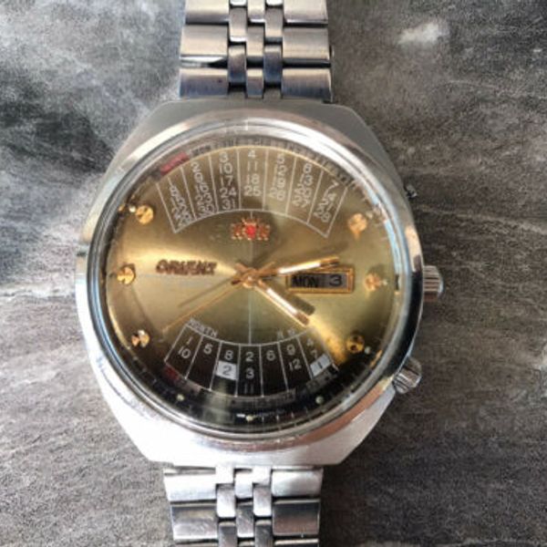 ORIENT College Vintage Wristwatch Perpetual Multi Calendar Rare Tiger ...