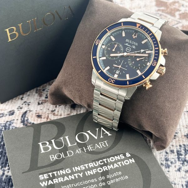 Bulova 98B301 Marine Star Blue Dial Stainless Steel Men's Quartz Watch ...