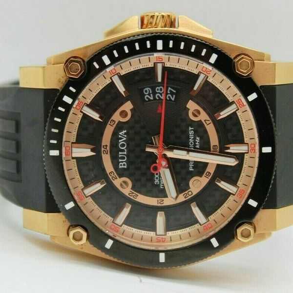 Bulova Precisionist Men's 98B152 Champlain Quartz Black Rubber Strap ...