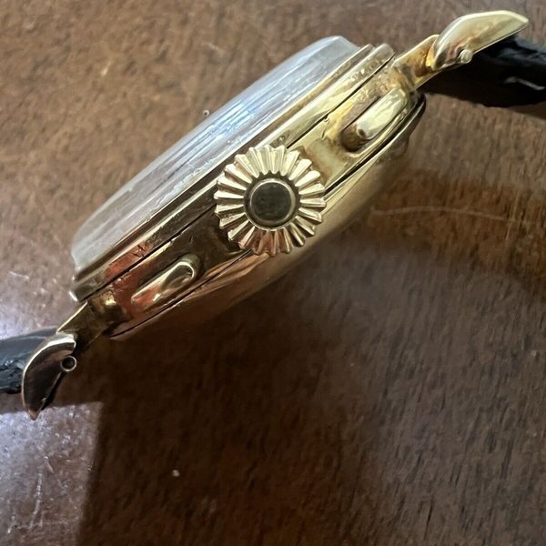 VERY RARE LONGINES 13ZN 18K GOLD HINGED LUGS FLYBACK MECHANICAL WATCH A ...