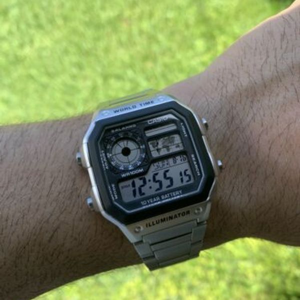 Casio AE1200WH-1A Men's Wrist Watch stainless steel World Time Aka Casio Royale | WatchCharts ...