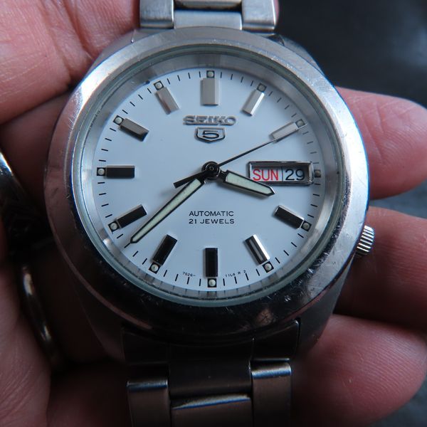 7S26 Japan Seiko No. 5 Daydate Skeleton Back Automatic Men Watch | WatchCharts Marketplace