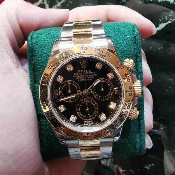 Rolex Daytona half gold black diamond dial 116503 | WatchCharts Marketplace