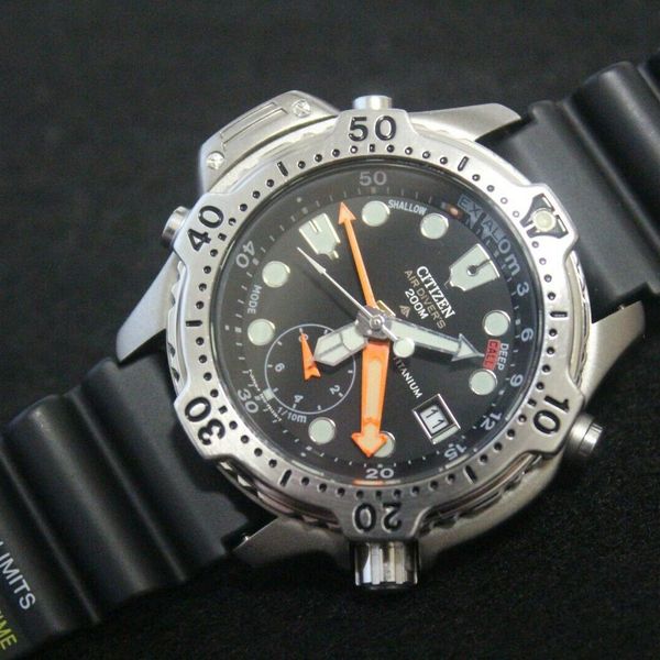 RARE NOS 90's vintage CITIZEN Aqualand Titanium 5810-F80120 Air Diver ...