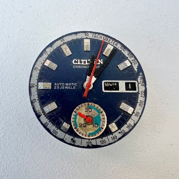 Citizen Automatic Chronograph Watch 8100A Movement Vintage Mens Blue 23 ...