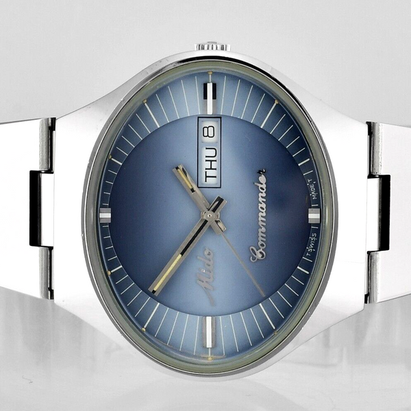 As New Vintage MIDO Commander Automatic Day Date Stainless Steel Mens ...