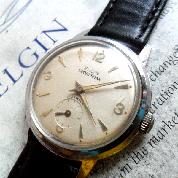 Honest Dial Vintage 1960's Men's Elgin Sportsman 17J Jewel Mechanical ...