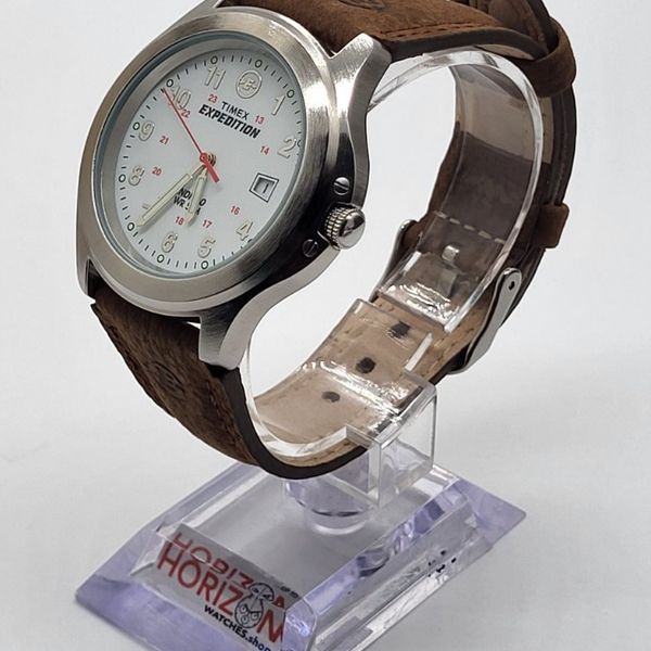 Timex - Expedition, Brown Leather Strap INDIGLO Men's Quartz Watch ...