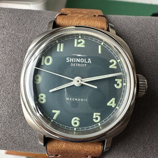 Shinola The Mechanic Blue Dial 39mm Mechanical Hand Wound W/ Leather ...