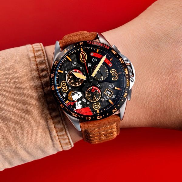 AVI-8 P-51 Mustang Snoopy Flying Ace Brown Band Chronograph Men’s Watch ...