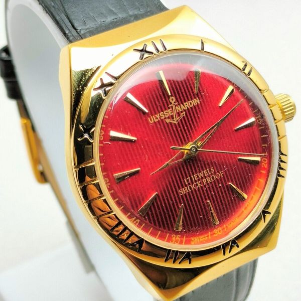 Fabulous Ulysse Nardin Red Dial GP Hand-Winding 17 Jewels Men's Wrist ...