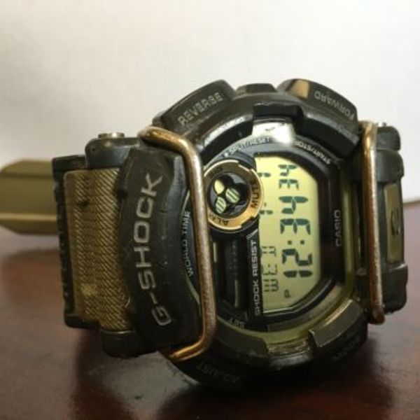CASIO G-Shock Face Protector GREEN/GOLD Street Sport Series Men's Watch ...
