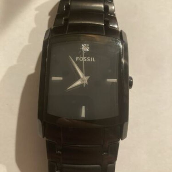 Fossil Arkitekt Men FS-4159 Black Dial Band Rectangular Quartz Watch w ...