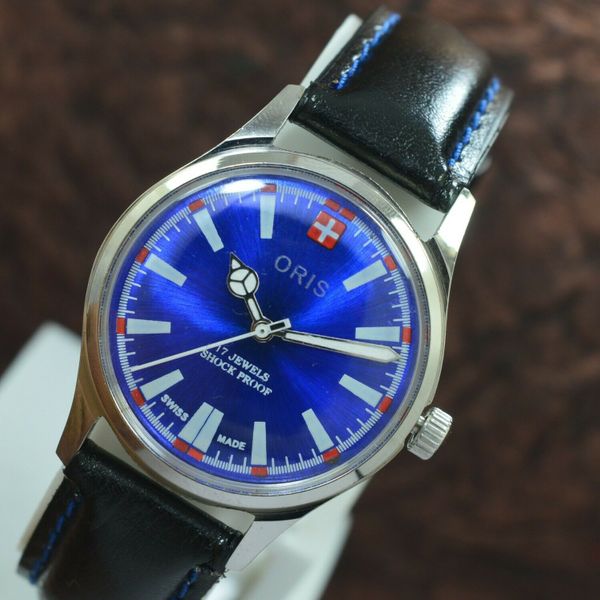 Vintage Oris Hand Wind 17 Jewels FHF ST- 96 Mechanical Men's Wrist ...