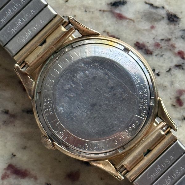 Vintage Bulova 1967 M7 Unisex Gold - Black Dial Self Winding - Watch ...
