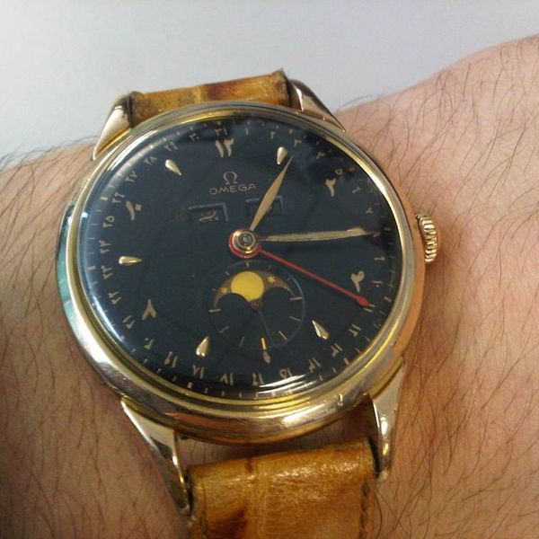WITHDRAWN Omega Triple Date Cosmic Moonphase - Black Farsi dial ...
