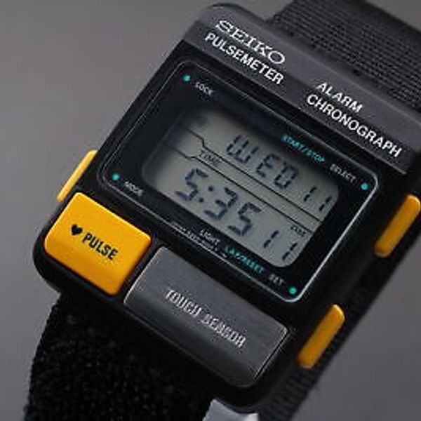 Seiko PULSE METER S229-5000 Digital Quartz Watch Black and Yellow ...