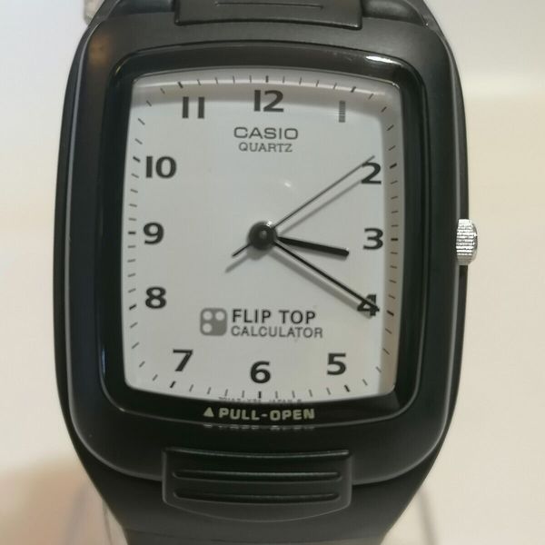 Rare Vintage Casio FTP-10 Flip Top Calculator Quartz Analog Watch ...