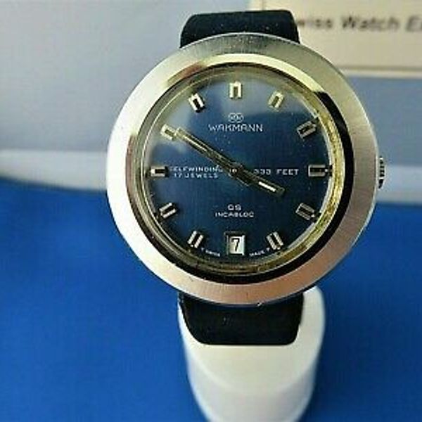 VINTAGE WAKMANN QS 333 FEET 17 jewels incabloc automatic NO LUGS MEN'S ...