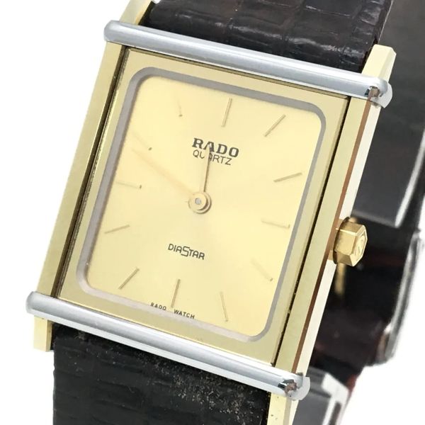 RADO Diastar Watch Vintage Quartz Square Black Leather Band Swiss 25mm ...