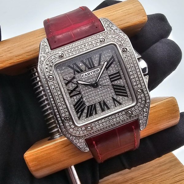 Cartier Santos 100 XL Full Diamond Iced Out Ref. 2656 | WatchCharts ...