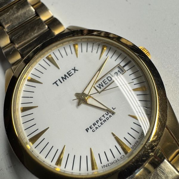 Timex Perpetual Calendar 37MM Indiglo 2004 Few Scratches Runs Good ...