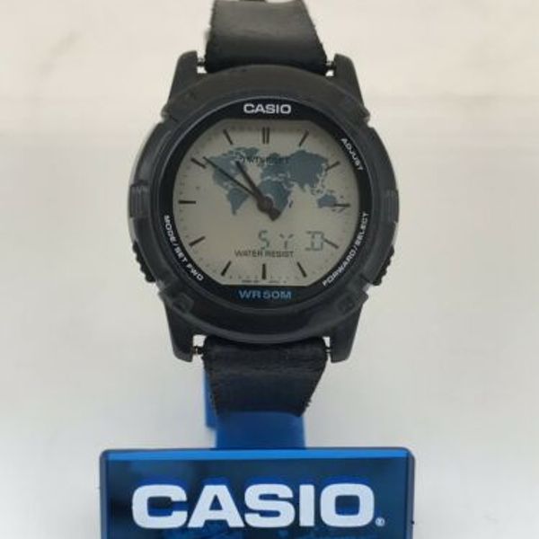 Vintage Mens Casio Analog Digital Databank World Time Twincept Watch ...