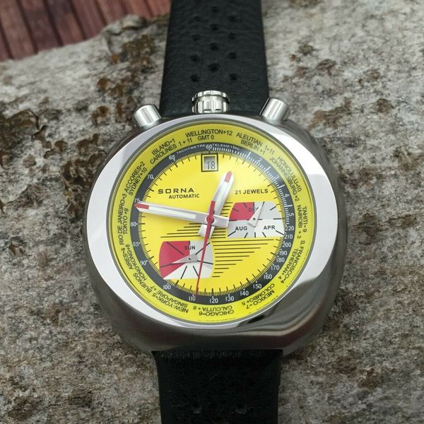 SORNA Bullhead automatic watch tachymeter scale yellow version new ...