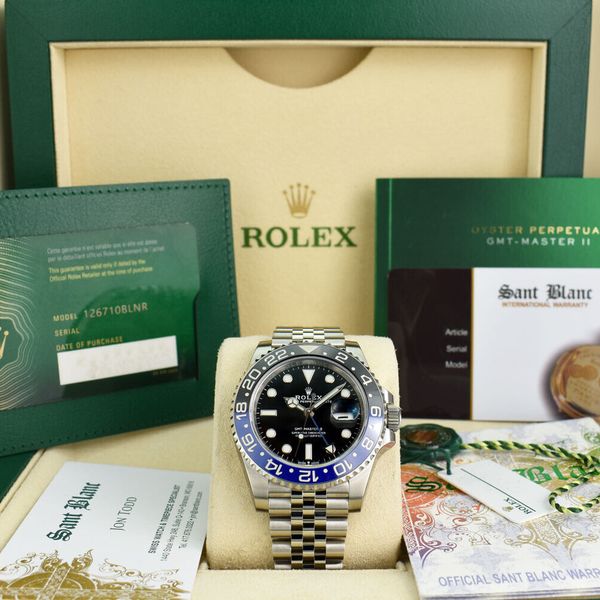 ROLEX - 2022 Stainless GMT Master II Jubilee 126710 BLNR BOX & CARD ...