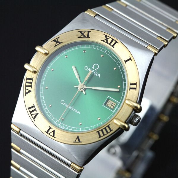 OMEGA CONSTELLATION QUARTZ CAL 1438 18K GOLD BEZEL HALF BAR MEN'S SWISS ...