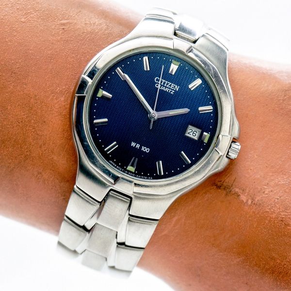 Citizen Mens Quartz Watch 5510-K12983CKW Blue Date Stainless Steel ...