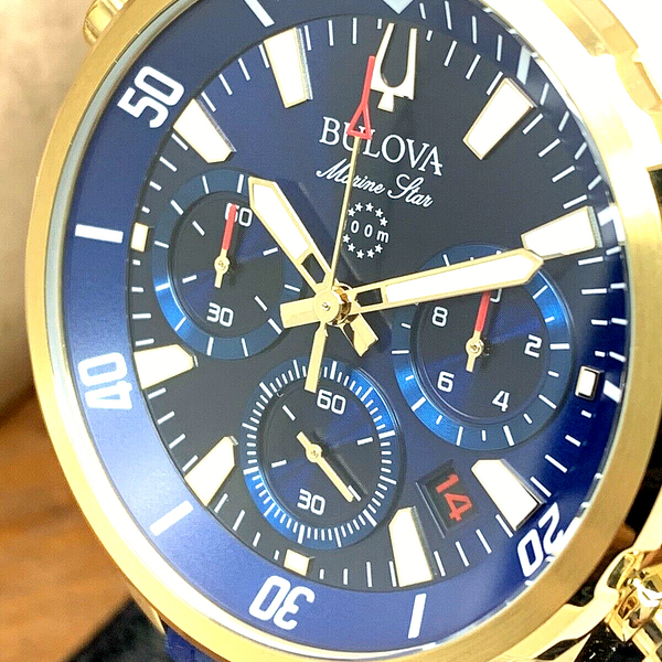 Bulova Men's Watch 97B168 Marine Star Chronograph Quartz Blue Dial ...