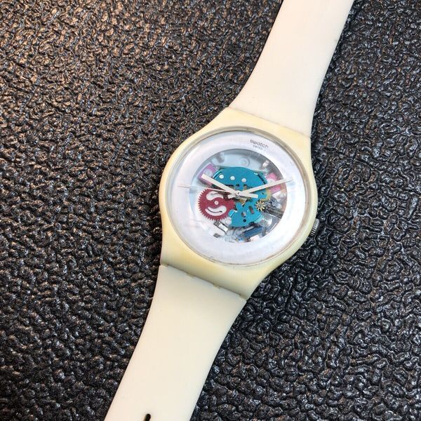 Swatch Watch SUOW100 White Lacquered Multi Color Skeleton Dial New ...