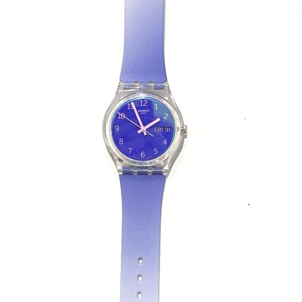 Swatch Blue Dial Day-Date Watch â Clear Case Swiss made Quartz Movement ...