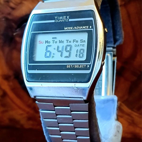 #184, Men's Vintage 1980's? Timex Digital Wristwatch Stainless Steel ...