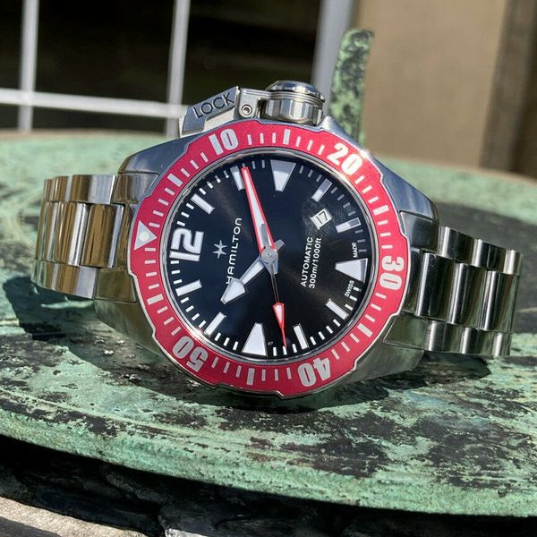 Hamilton Khaki Navy Frogman Red Automatic Dive Wrist Watch 42mm ...