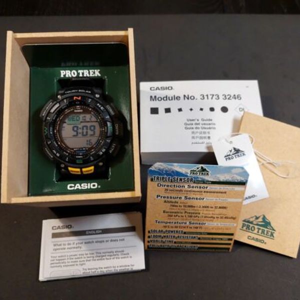Casio Protrek Triple Sensor Watch Black PRG-240-1DR Hiking Tough Solar Compass | WatchCharts ...