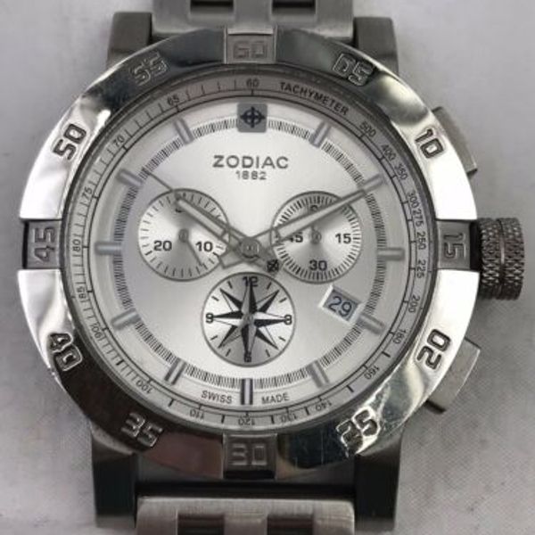Mens Zodiac Chameleon Stainless Steel Chronograph Diver Style Swiss ...
