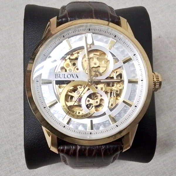 Menâ s Bulova Skeleton Chronograph Yellow Gold Automatic 97A138 ...