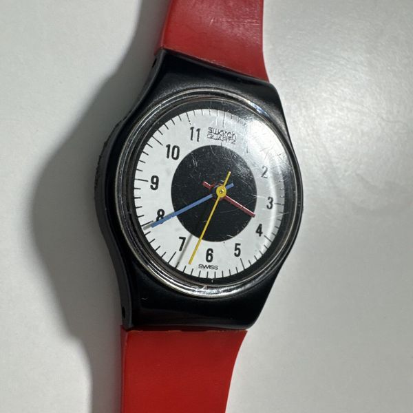 Swatch Watch Ladies CHRONO TECH LB104 Vintage 1984 Red Black ...