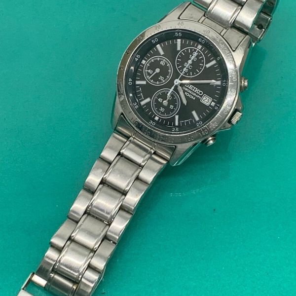 SEIKO Chronograph 100m 7T92-0DW0 Black Quartz Watch Used From Japan "AS IS" | WatchCharts ...