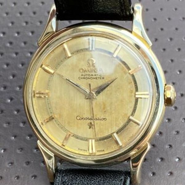Omega Constellation Chronometer Watch Railroad Track Dial 14K Gold ...