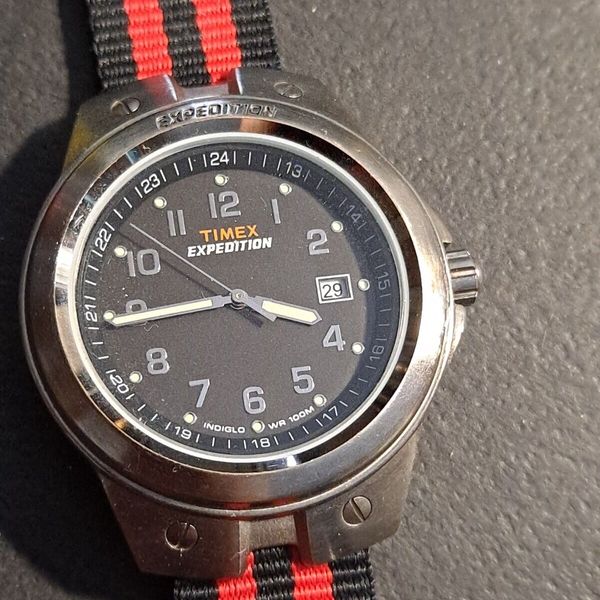 TIMEX EXPEDITION Indiglo Quartz Date Watch NATO Band Runs As Shown ...