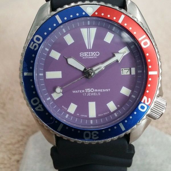 CLASSIC 94' SEIKO 7002 7000 SS MENS AUTOMATIC DIVE #441532 VIOLET PEPSI ...